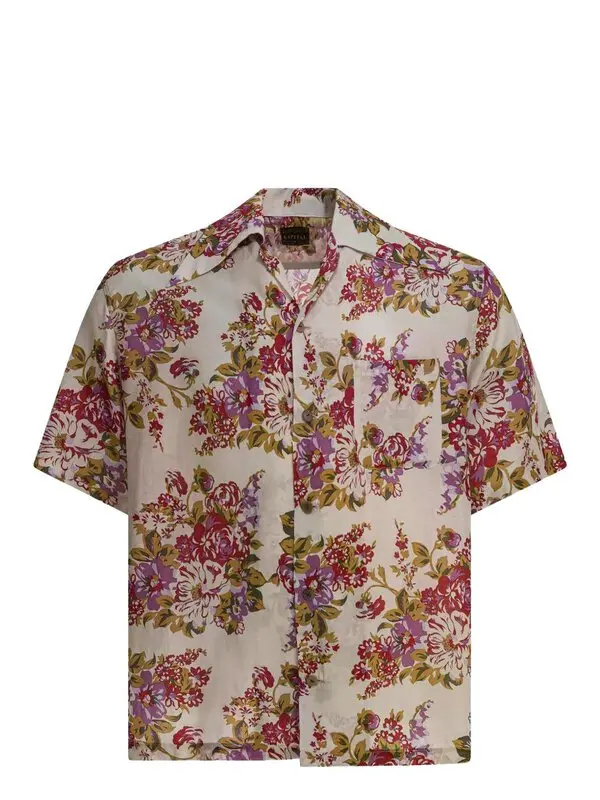Kapital Floral-print Short-sleeve Shirt - Light And Natural