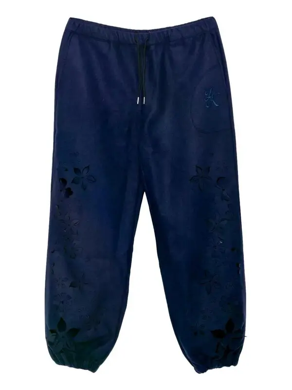 JUNTAE KIM Laser-cut Flower Track Pants - Blue