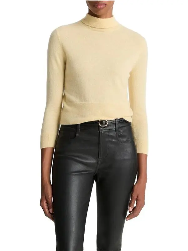 Vince Cashmere-silk Mock-neck Sweater - Natural