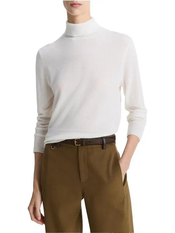 Vince Cashmere-silk Mock-neck Sweater - White