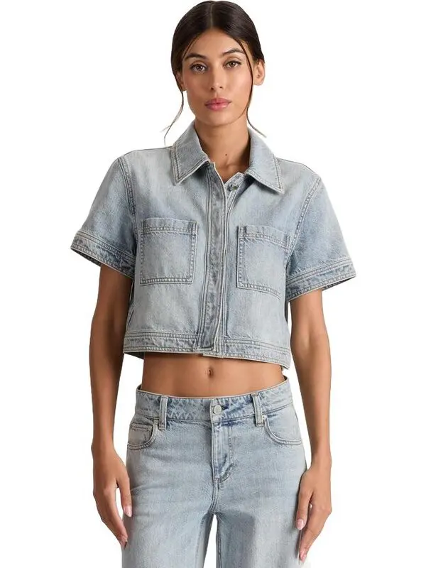 Alice + Olivia Tesha Denim Top - Blue