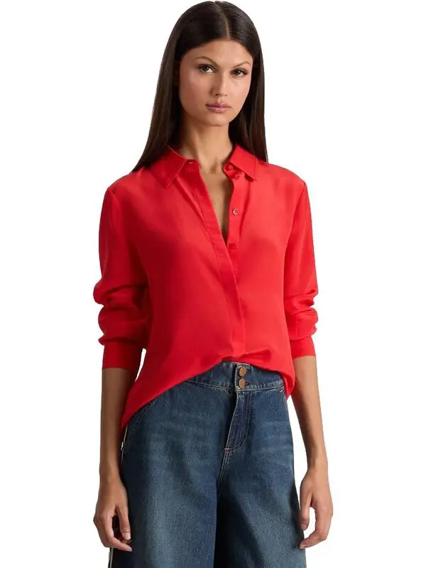Alice + Olivia Willa Silk Blouse - Denim