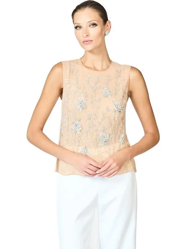 Sachin & Babi Iris Embellished Top - Neutral