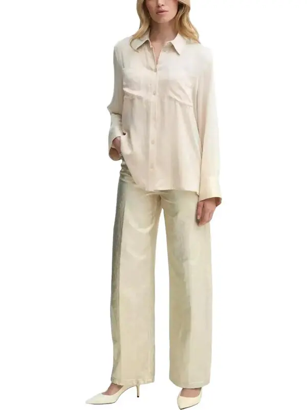GESTUZ Pocket-detail Satin Shirt - Neutrals