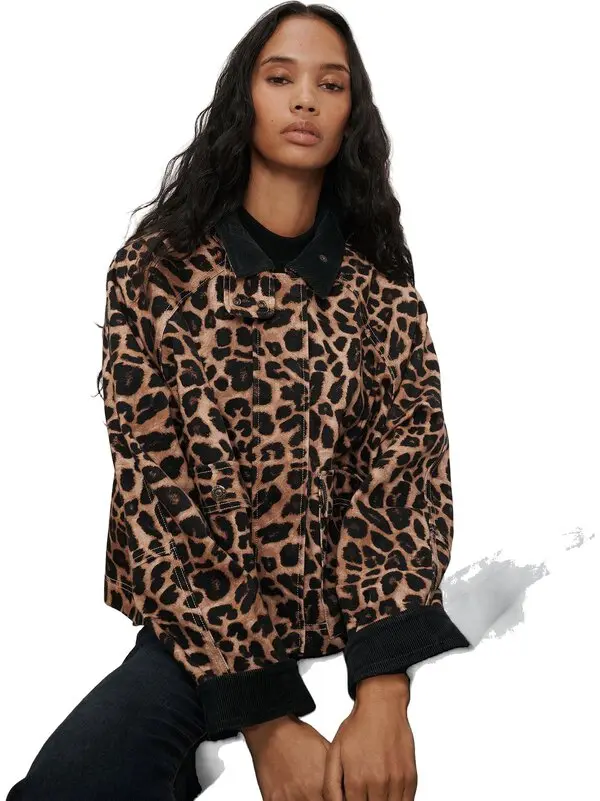 Veronica Beard Arlo Leopard Chore Jacket - Washed Leopard