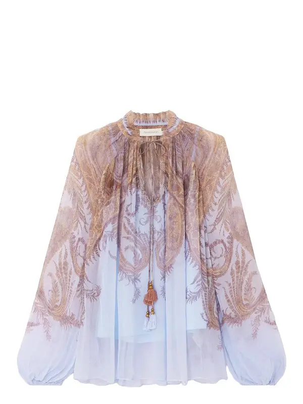 Zimmermann Printed Chiffon Blouse - Purple
