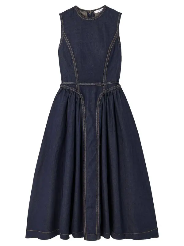Zimmermann Belted Denim Midi Dress - Blue