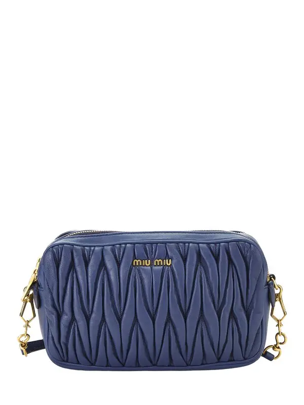Miu Miu Nappa Matelassé Camera Bag - Blue