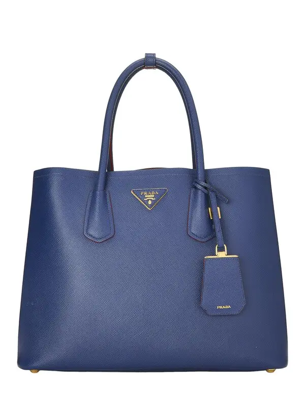 Prada Saffiano Double Bag - Navy