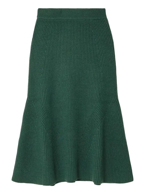 Zimmermann Ribbed Wool Midi Skirt - Green