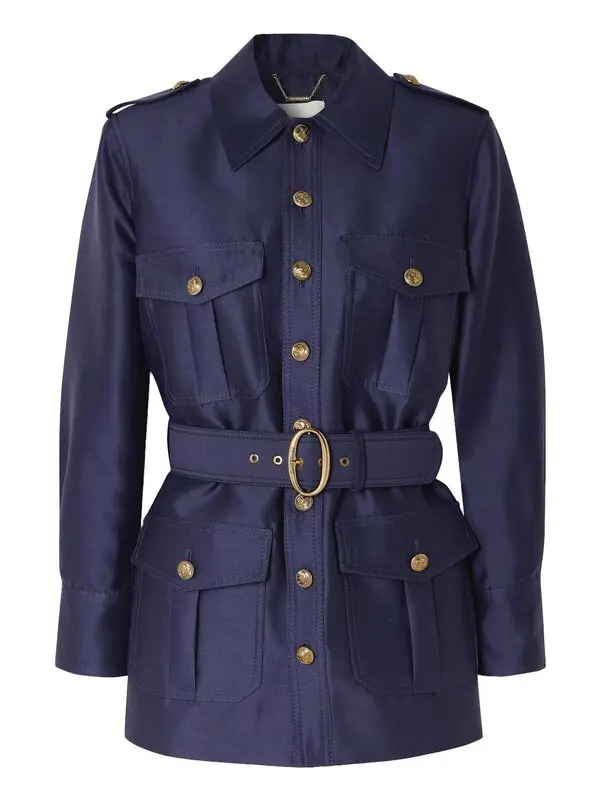 Zimmermann Belted Wool And Silk-blend Jacket - Blue