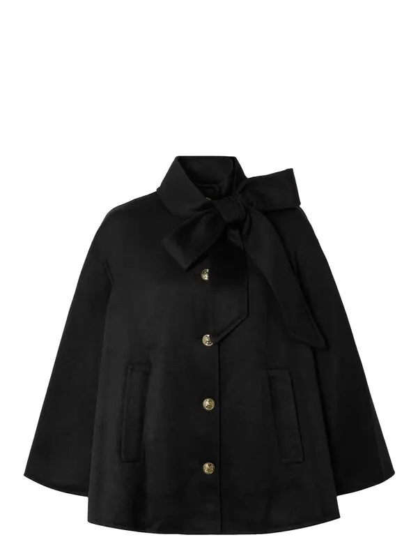 Zimmermann Hypnotic Bow-detailed Wool-blend Felt Coat - Black