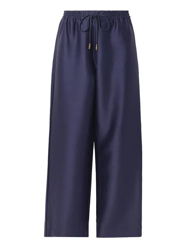 Zimmermann Wool And Silk-blend Wide-leg Pants - Blue