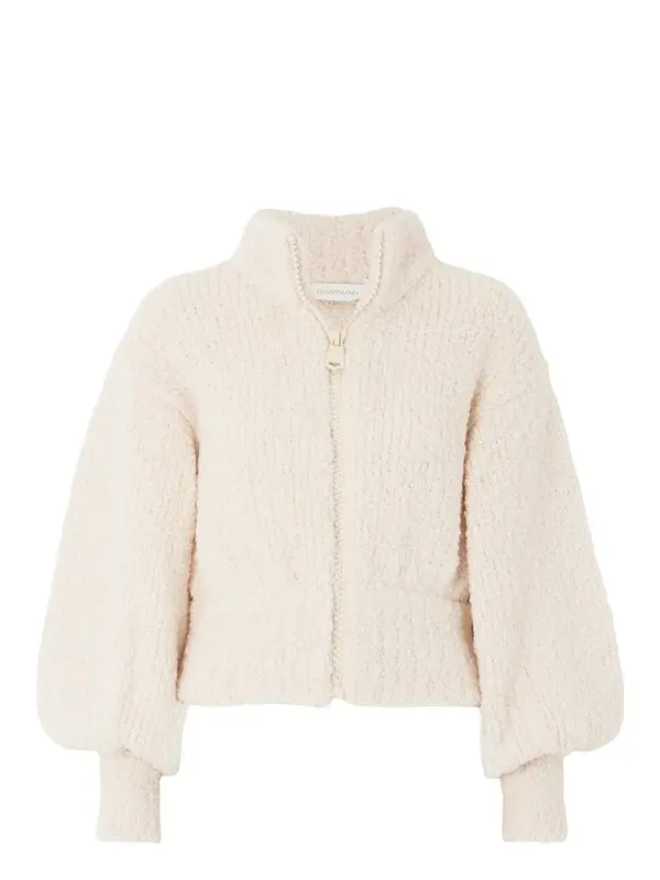 Zimmermann Wool-blend Bouclé-knit Cardigan - Cream