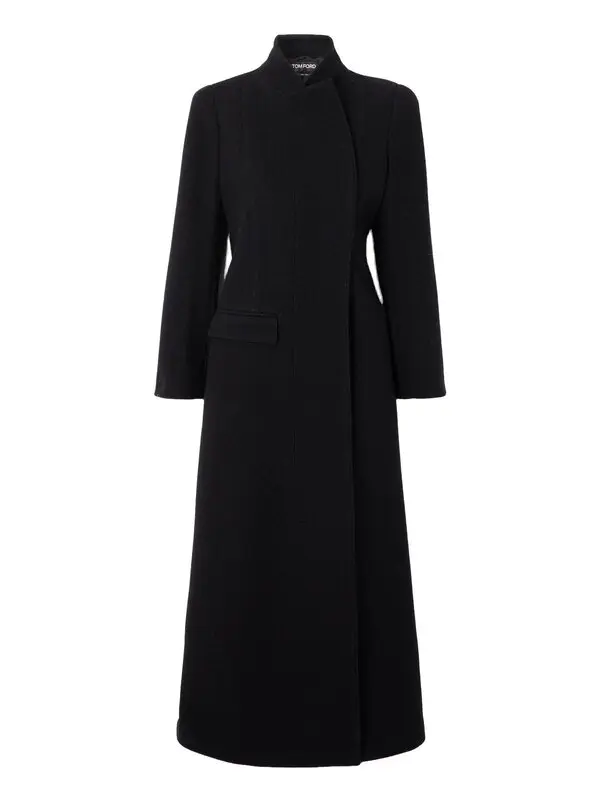 TOM FORD Double-breasted Wool-bouclé Coat - Black