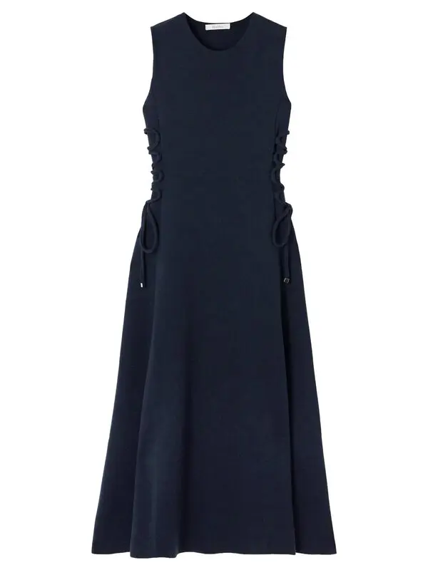Max Mara Delfi Lace-up Wool Midi Dress - Blue