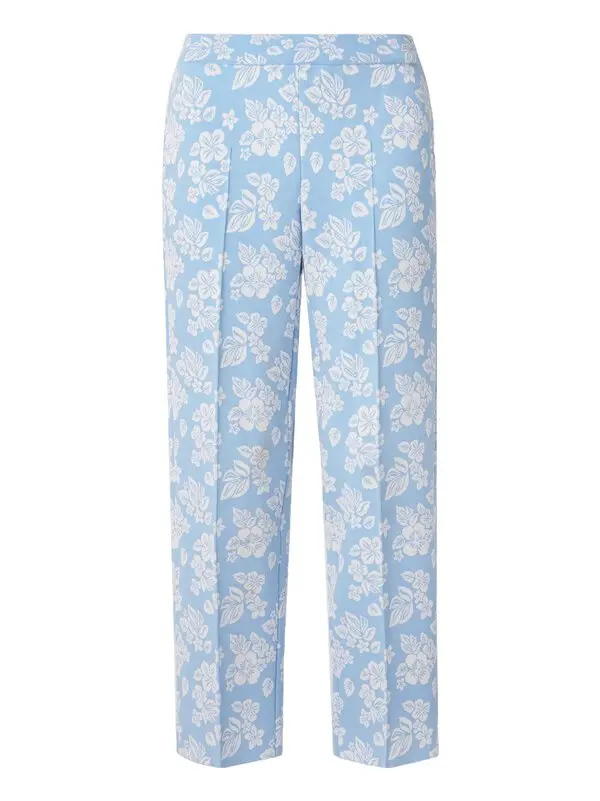 HIGH SPORT Louis Cropped Floral-jacquard Straight-leg Pants - Blue