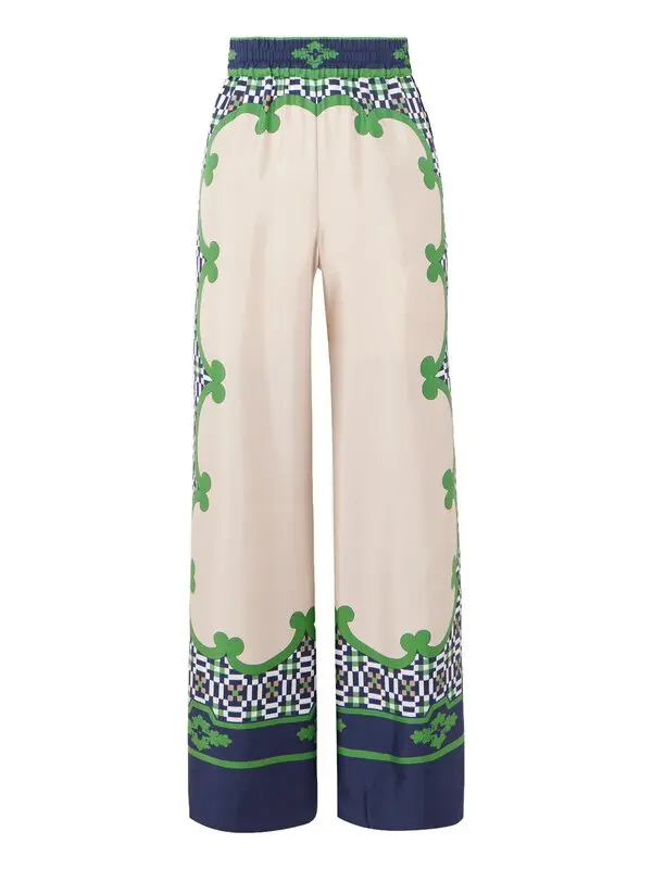 La DoubleJ Icon Printed Wide-leg Pants - Cream