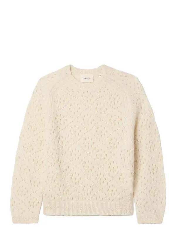 DÔEN Emiliana Pointelle-knit Alpaca-blend Sweater - Neutrals