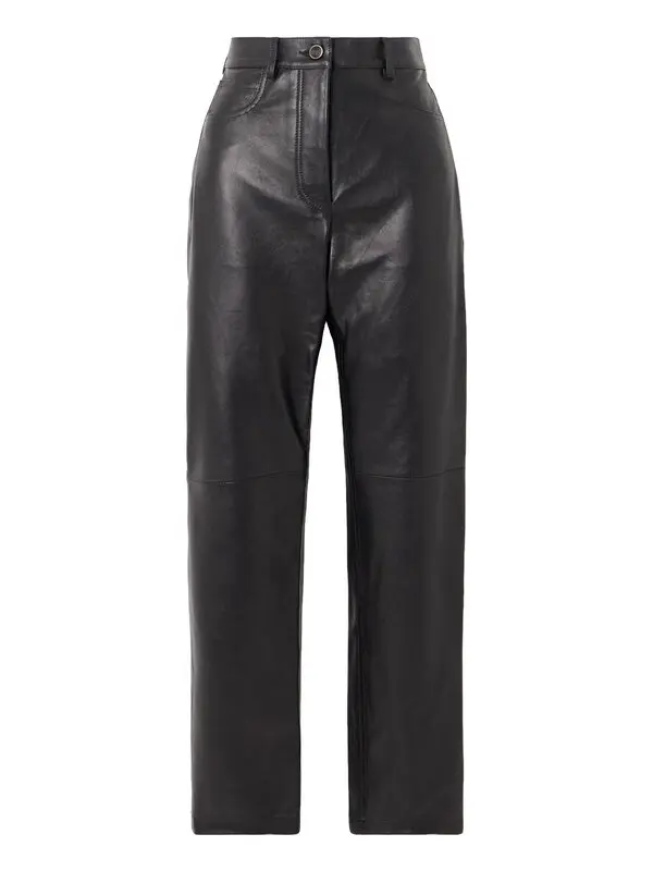 Giuliva Heritage Leather Straight-leg Pants - Black