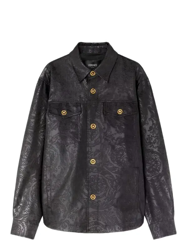 Versace Barocco Embossed Shirt Jacket - Black