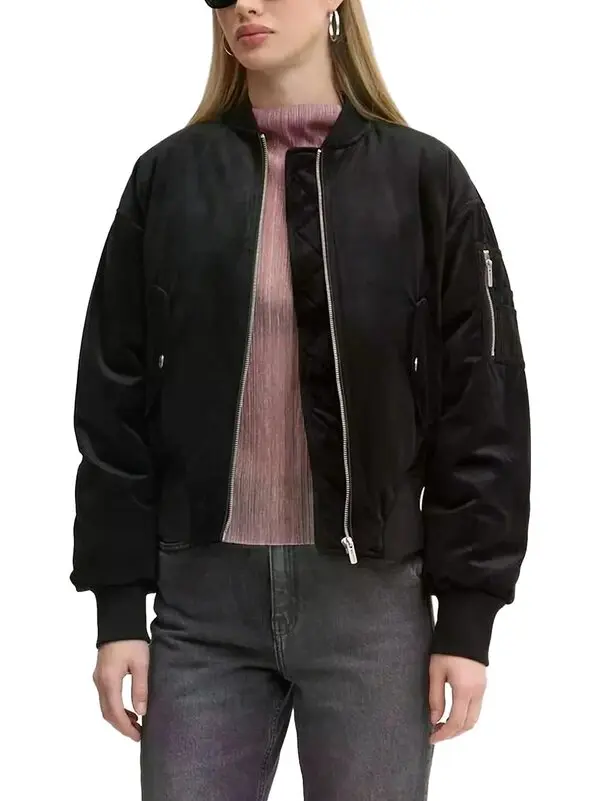 Karl Lagerfeld Velvet Bomber Jacket - Black