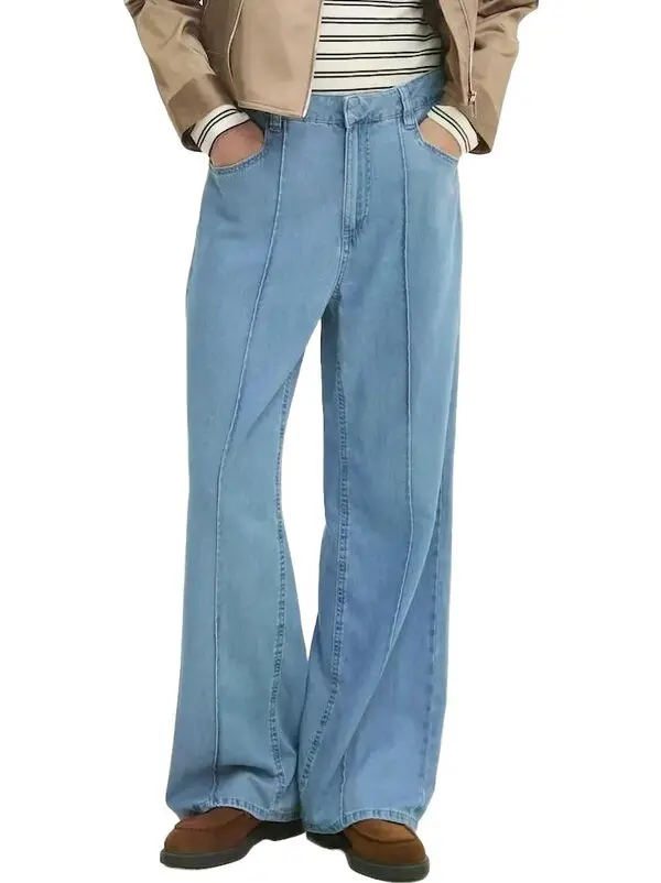 Dkny Panelled Wide Leg Jeans - Blue