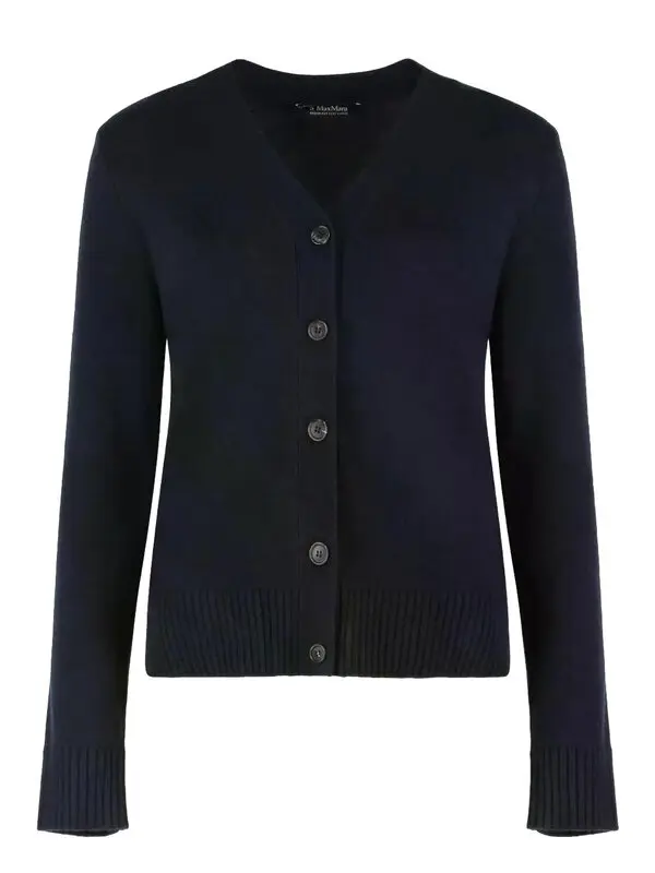 Max Mara Elbow-patch Wool Cardigan - Black