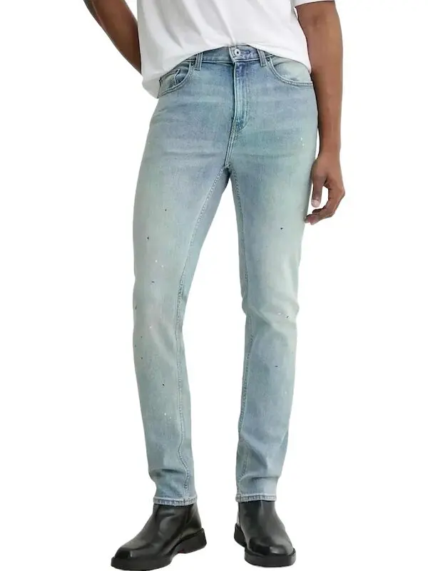 Hugo Boss Paint-splatter Straight-leg Jeans - Blue