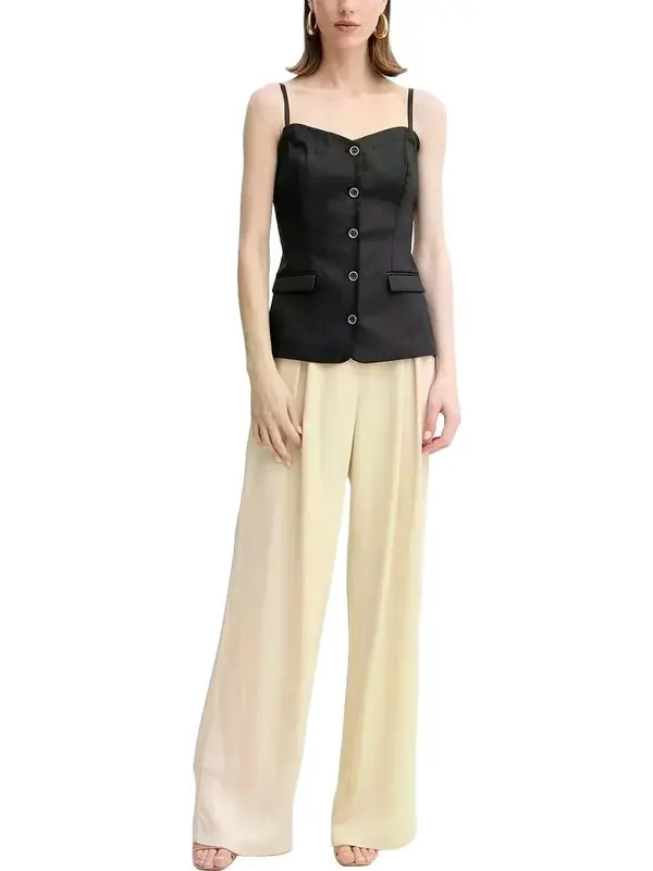 Guess Buttoned-front Linen-blend Top - Black