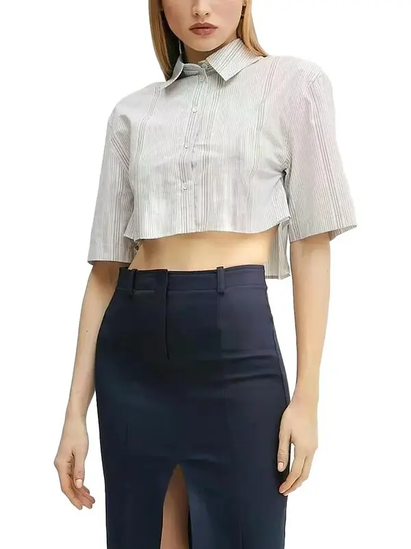 Patrizia Pepe Striped Cropped Shirt - Grey