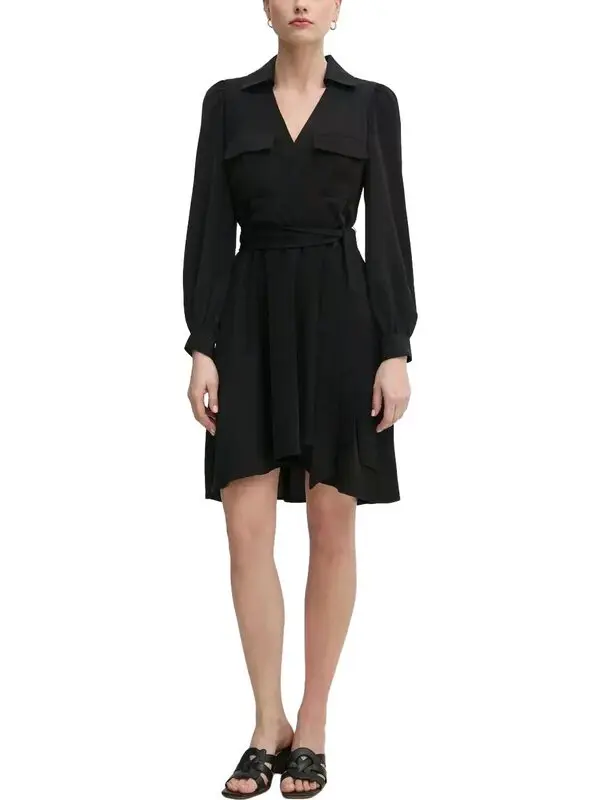Dkny Wrap-front Mini Dress - Black