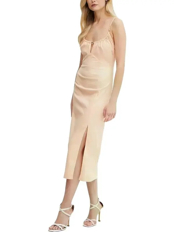 Patrizia Pepe Gathered-neckline Midi Day Dress - Neutrals