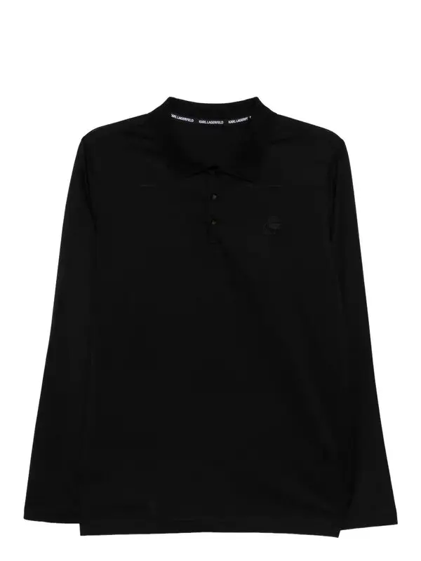 Karl Lagerfeld Embroidered-logo Cotton Polo Shirt - Black
