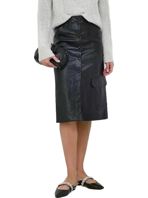 Beatrice B Button-fastening Midi Skirt - Black