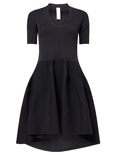 CFCL Pottery Short-sleeves Knitted Mini Dress - Black