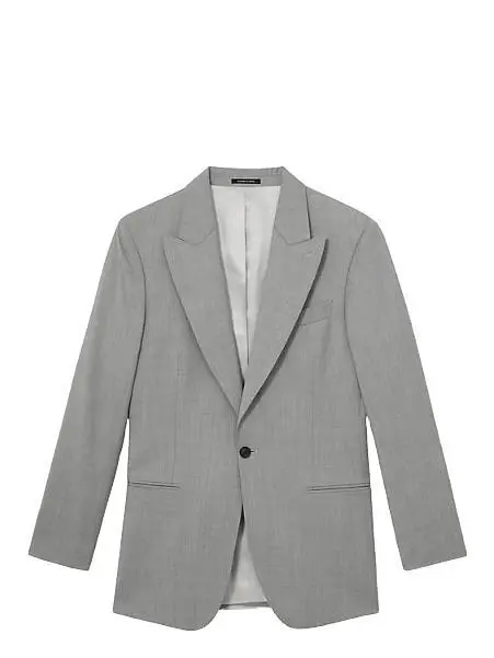 REISS Inspired Single-breasted Wool Blazer - Mid Grey