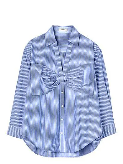 Sandro Striped Bow-embellished Shirt - Blu / White