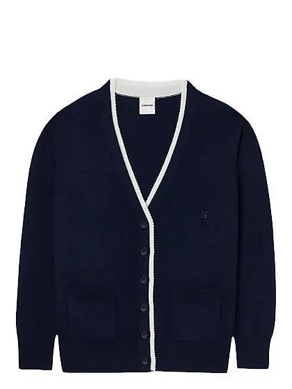 Sandro Wool And Cashmere Cardigan - Navy Blue