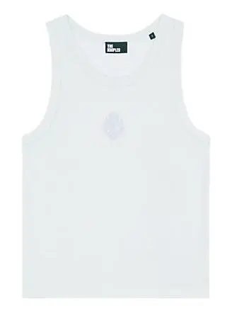 The Kooples Brand-embroidered Cotton-jersey Vest - Light Blue