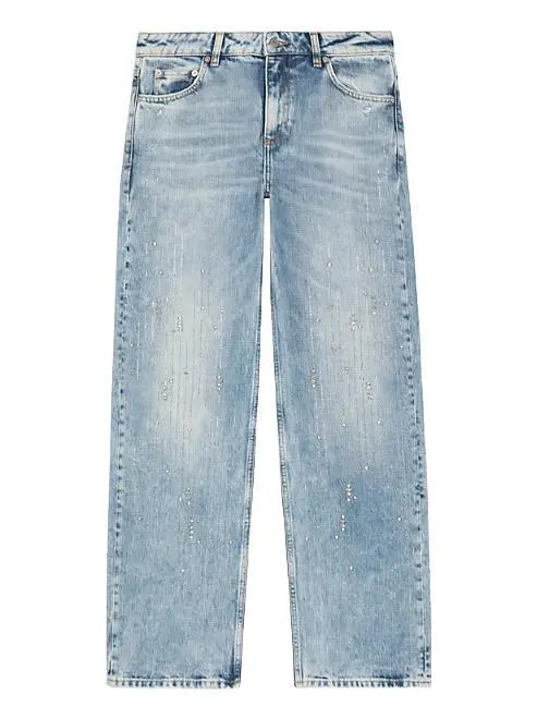 The Kooples Straight-leg Faded-wash Denim Jeans - Baby Blue