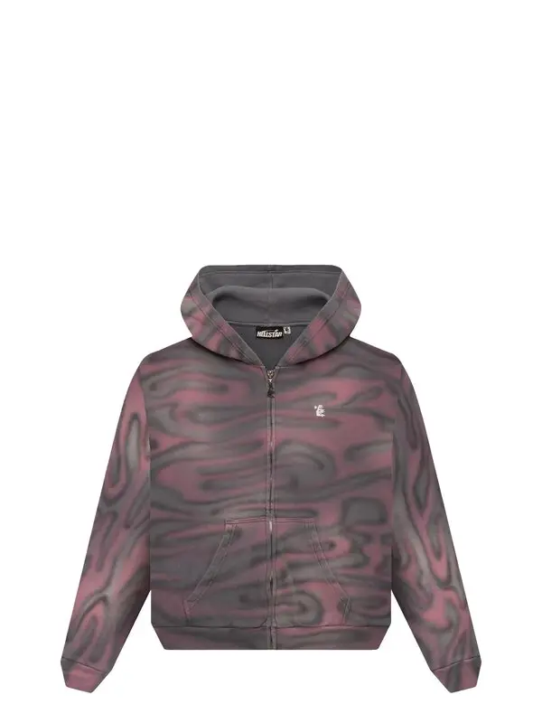 HELLSTAR Classic Logo Airbrush Zip-up Hoodie - Pink