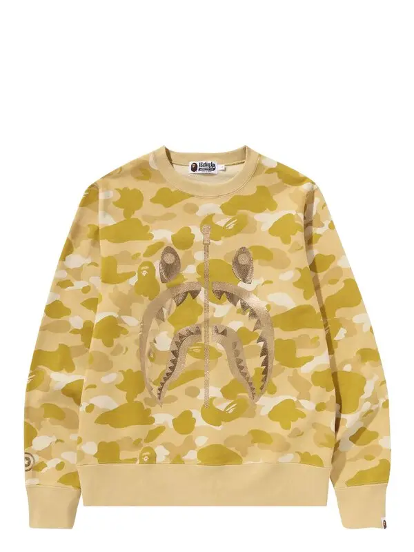 A BATHING APE Color Camo Shark Crewneck - Yellow