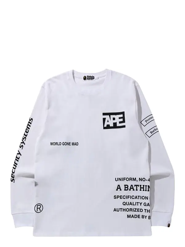 A BATHING APE Security Multi Print Long-sleeve Tee - White