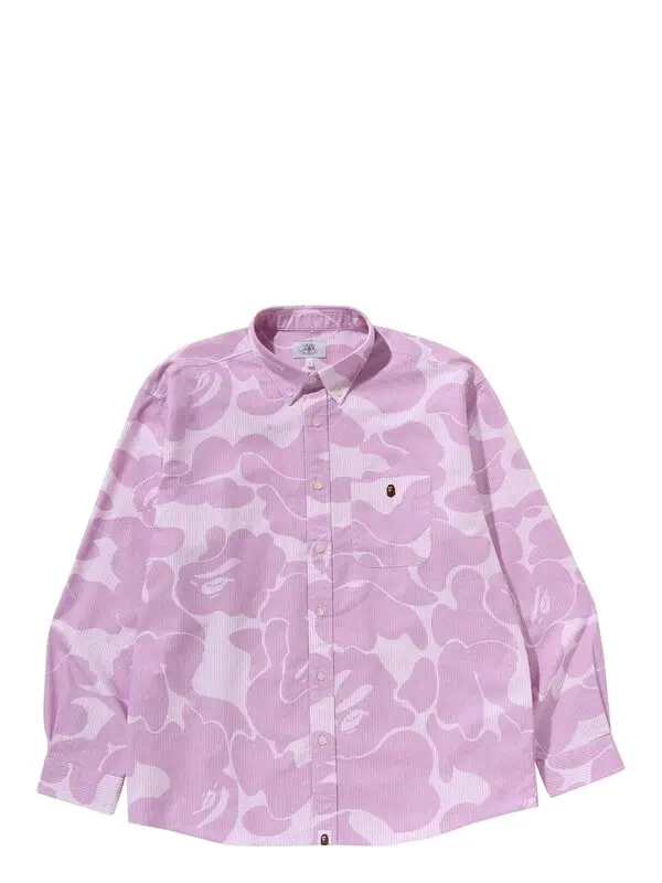 A BATHING APE Relaxed Fit Stripe Camo Shirt - Pink
