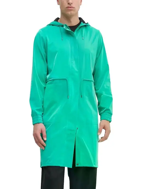 Rains Hooded Drawstring Raincoat - Green