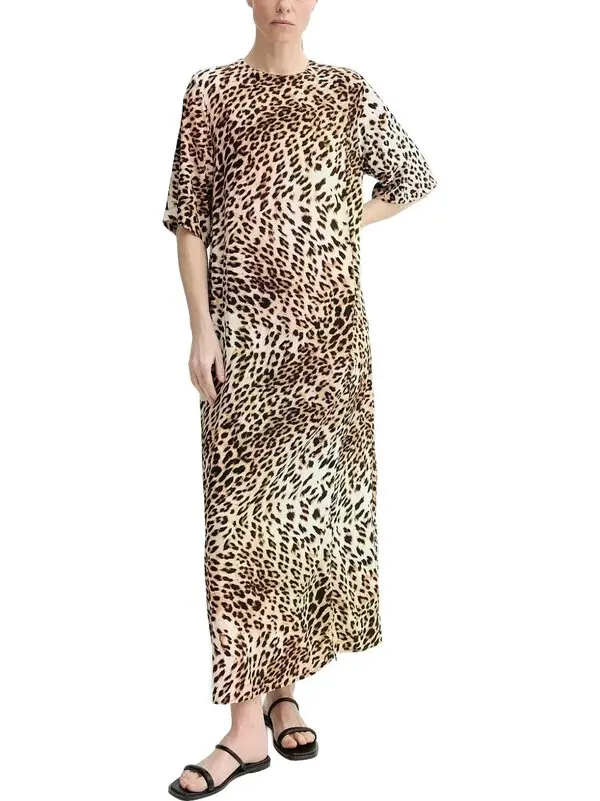 GESTUZ Leopard Print Midi Dress - Neutrals
