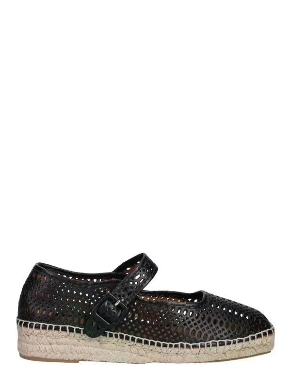 BILLI BI Perforated Leather Espadrilles - Black