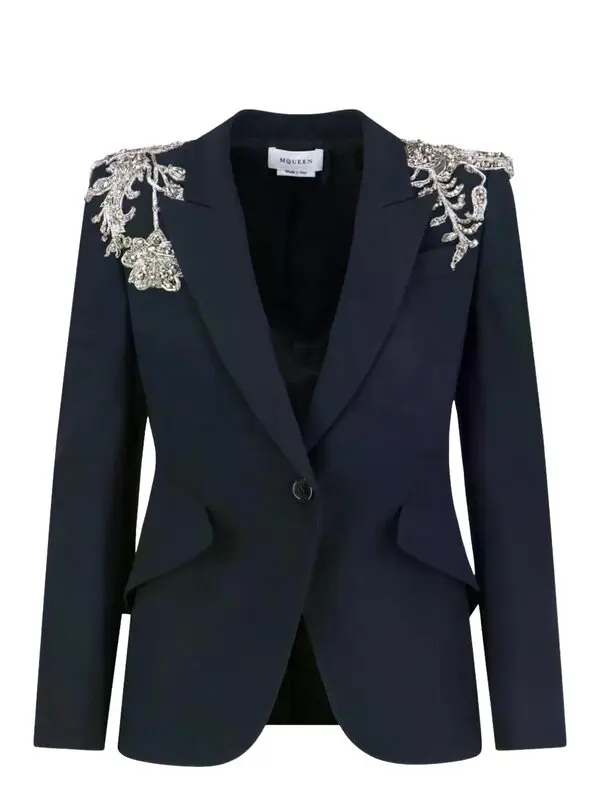 Alexander McQueen Embellished Single-breasted Blazer - Black