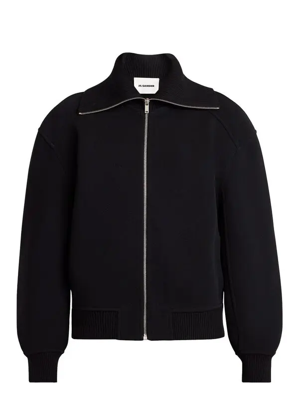 JIL SANDER Ribbed-collar Full-zip Sweatshirt - Black